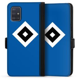 DeinDesign Galaxy A51 Handy Klapph&uuml;lle Handyh&uuml;lle aus Kunst Leder schwarz Flip Case Logo Hsv Hamburger Sv Sideflip mit Lasche
