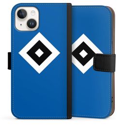 DeinDesign iPhone 14 Handy Klapph&uuml;lle Handyh&uuml;lle aus Kunst Leder schwarz Flip Case Logo Hsv Hamburger Sv Sideflip mit Lasche
