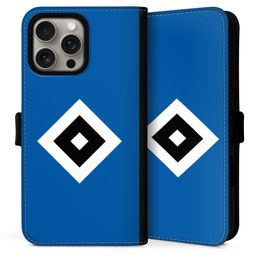 DeinDesign iPhone 16 Pro Handy Klapph&uuml;lle Handyh&uuml;lle aus Kunst Leder schwarz Flip Case Logo Hsv Hamburger Sv Sideflip mit Lasche