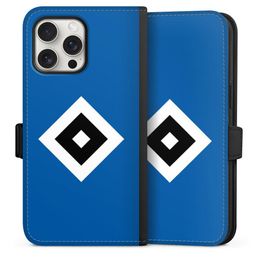 DeinDesign iPhone 15 Pro Max Handy Klapph&uuml;lle Handyh&uuml;lle aus Kunst Leder schwarz Flip Case Logo Hsv Hamburger Sv Sideflip mit Lasche