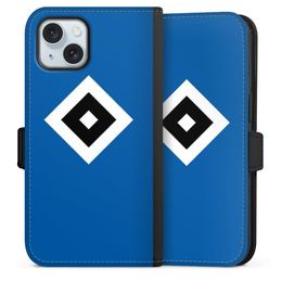 DeinDesign iPhone 15 Handy Klapph&uuml;lle Handyh&uuml;lle aus Kunst Leder schwarz Flip Case Logo Hsv Hamburger Sv Sideflip mit Lasche