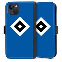 DeinDesign iPhone 13 Handy Klapph&uuml;lle Handyh&uuml;lle aus Kunst Leder schwarz Flip Case Logo Hsv Hamburger Sv Sideflip mit Lasche