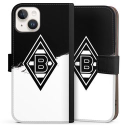 DeinDesign iPhone 14 Handy Klapph&uuml;lle Handyh&uuml;lle aus Kunst Leder schwarz Flip Case Bmg Borussia M&ouml;nchengladbach Gladbach Sideflip mit Lasche