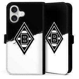 DeinDesign iPhone 16 Handy Klapph&uuml;lle Handyh&uuml;lle aus Kunst Leder schwarz Flip Case Bmg Borussia M&ouml;nchengladbach Gladbach Sideflip mit Lasche