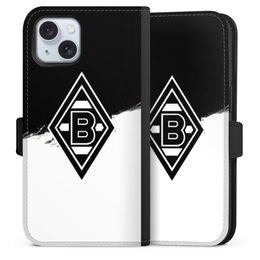 DeinDesign iPhone 15 Handy Klapph&uuml;lle Handyh&uuml;lle aus Kunst Leder schwarz Flip Case Bmg Borussia M&ouml;nchengladbach Gladbach Sideflip mit Lasche