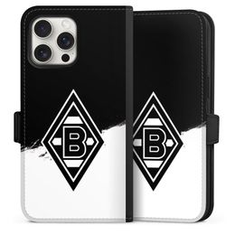 DeinDesign iPhone 15 Pro Max Handy Klapph&uuml;lle Handyh&uuml;lle aus Kunst Leder schwarz Flip Case Bmg Borussia M&ouml;nchengladbach Gladbach Sideflip mit Lasche