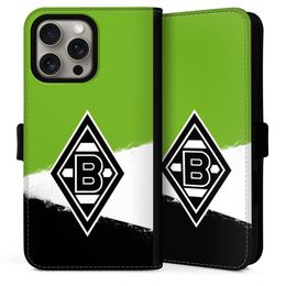DeinDesign iPhone 16 Pro Handy Klapph&uuml;lle Handyh&uuml;lle aus Kunst Leder schwarz Flip Case Borussia M&ouml;nchengladbach Bmg Official Licensed Product Sideflip mit Lasche