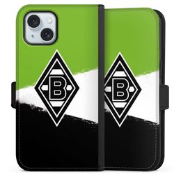 DeinDesign iPhone 15 Handy Klapph&uuml;lle Handyh&uuml;lle aus Kunst Leder schwarz Flip Case Borussia M&ouml;nchengladbach Bmg Official Licensed Product Sideflip mit Lasche
