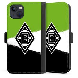 DeinDesign iPhone 13 Handy Klapph&uuml;lle Handyh&uuml;lle aus Kunst Leder schwarz Flip Case Borussia M&ouml;nchengladbach Bmg Official Licensed Product Sideflip mit Lasche