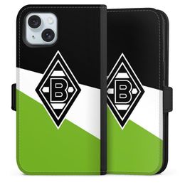 DeinDesign iPhone 15 Handy Klapph&uuml;lle Handyh&uuml;lle aus Kunst Leder schwarz Flip Case Borussia M&ouml;nchengladbach Official Licensed Product Gladbach Sideflip mit 