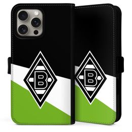 DeinDesign iPhone 16 Pro Handy Klapph&uuml;lle Handyh&uuml;lle aus Kunst Leder schwarz Flip Case Borussia M&ouml;nchengladbach Official Licensed Product Gladbach Sideflip mit 