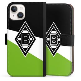 DeinDesign iPhone 14 Handy Klapph&uuml;lle Handyh&uuml;lle aus Kunst Leder schwarz Flip Case Borussia M&ouml;nchengladbach Official Licensed Product Gladbach Sideflip mit 