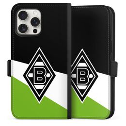DeinDesign iPhone 15 Pro Max Handy Klapph&uuml;lle Handyh&uuml;lle aus Kunst Leder schwarz Flip Case Borussia M&ouml;nchengladbach Official Licensed Product Gladbach Sideflip 