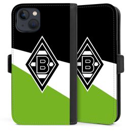 DeinDesign iPhone 13 Handy Klapph&uuml;lle Handyh&uuml;lle aus Kunst Leder schwarz Flip Case Borussia M&ouml;nchengladbach Official Licensed Product Gladbach Sideflip mit 