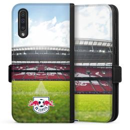 DeinDesign Galaxy A50 Handy Klapph&uuml;lle Handyh&uuml;lle aus Kunst Leder schwarz Flip Case Stadium Rb Leipzig Official Licensed Product Sideflip mit Lasche