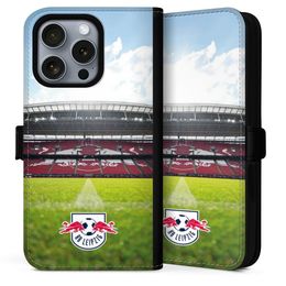 DeinDesign iPhone 16 Pro Max Handy Klapph&uuml;lle Handyh&uuml;lle aus Kunst Leder schwarz Flip Case Stadium Rb Leipzig Official Licensed Product Sideflip mit Lasche