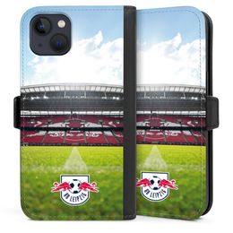 DeinDesign iPhone 13 Handy Klapph&uuml;lle Handyh&uuml;lle aus Kunst Leder schwarz Flip Case Stadium Rb Leipzig Official Licensed Product Sideflip mit Lasche