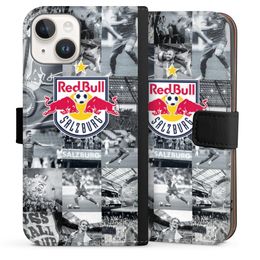 DeinDesign iPhone 14 Handy Klapph&uuml;lle Handyh&uuml;lle aus Kunst Leder schwarz Flip Case Salzburg Red Bull Fc Red Bull Salzburg Sideflip mit Lasche