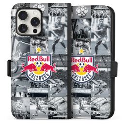 DeinDesign iPhone 15 Pro Max Handy Klapph&uuml;lle Handyh&uuml;lle aus Kunst Leder schwarz Flip Case Salzburg Red Bull Fc Red Bull Salzburg Sideflip mit Lasche