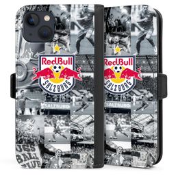 DeinDesign iPhone 13 Handy Klapph&uuml;lle Handyh&uuml;lle aus Kunst Leder schwarz Flip Case Salzburg Red Bull Fc Red Bull Salzburg Sideflip mit Lasche