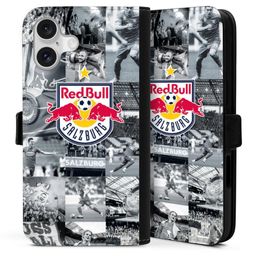DeinDesign iPhone 16 Plus Handy Klapph&uuml;lle Handyh&uuml;lle aus Kunst Leder schwarz Flip Case Salzburg Red Bull Fc Red Bull Salzburg Sideflip mit Lasche