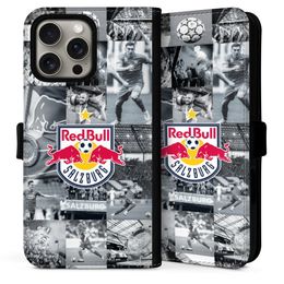 DeinDesign iPhone 16 Pro Handy Klapph&uuml;lle Handyh&uuml;lle aus Kunst Leder schwarz Flip Case Salzburg Red Bull Fc Red Bull Salzburg Sideflip mit Lasche