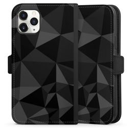 DeinDesign iPhone 11 Pro Handy Klapph&uuml;lle Handyh&uuml;lle aus Kunst Leder schwarz Flip Case Abstract Muster Geometric Sideflip mit Lasche