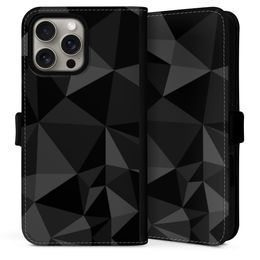 DeinDesign iPhone 16 Pro Handy Klapph&uuml;lle Handyh&uuml;lle aus Kunst Leder schwarz Flip Case Abstract Muster Geometric Sideflip mit Lasche