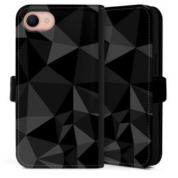 DeinDesign iPhone 16e Handy Klapph&uuml;lle Handyh&uuml;lle aus Kunst Leder schwarz Flip Case Abstract Muster Geometric Sideflip mit Lasche