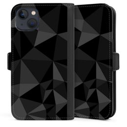 DeinDesign iPhone 13 Handy Klapph&uuml;lle Handyh&uuml;lle aus Kunst Leder schwarz Flip Case Abstract Muster Geometric Sideflip mit Lasche