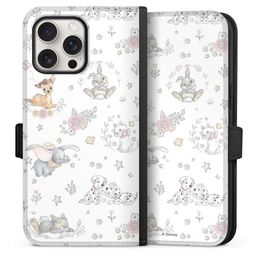 DeinDesign iPhone 15 Pro Max Handy Klapph&uuml;lle Handyh&uuml;lle aus Kunst Leder schwarz Flip Case Disney Dumbo Bambi Sideflip mit Lasche
