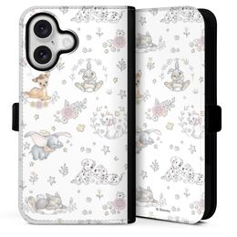 DeinDesign iPhone 16 Handy Klapph&uuml;lle Handyh&uuml;lle aus Kunst Leder schwarz Flip Case Disney Dumbo Bambi Sideflip mit Lasche