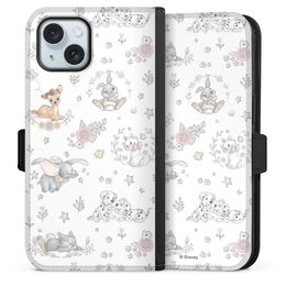 DeinDesign iPhone 15 Handy Klapph&uuml;lle Handyh&uuml;lle aus Kunst Leder schwarz Flip Case Disney Dumbo Bambi Sideflip mit Lasche