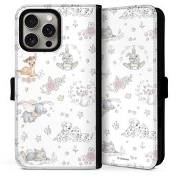 DeinDesign iPhone 16 Pro Handy Klapph&uuml;lle Handyh&uuml;lle aus Kunst Leder schwarz Flip Case Disney Dumbo Bambi Sideflip mit Lasche