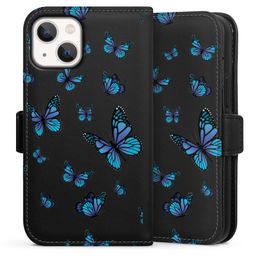 DeinDesign Galaxy A51 Handy Klapph&uuml;lle Handyh&uuml;lle aus Kunst Leder schwarz Flip Case Transparent Butterfly Muster Sideflip mit Lasche