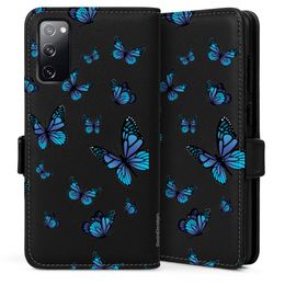 DeinDesign Galaxy S20 Handy Klapph&uuml;lle Handyh&uuml;lle aus Kunst Leder schwarz Flip Case Transparent Butterfly Muster Sideflip mit Lasche