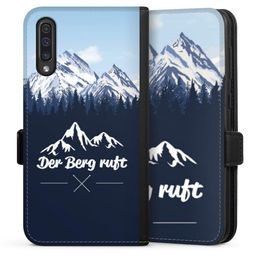 DeinDesign Galaxy A50 Handy Klapph&uuml;lle Handyh&uuml;lle aus Kunst Leder schwarz Flip Case Wanderlust Sky Mountain Sideflip mit Lasche