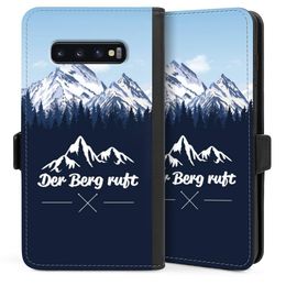 DeinDesign Galaxy S10 Plus Handy Klapph&uuml;lle Handyh&uuml;lle aus Kunst Leder schwarz Flip Case Wanderlust Sky Mountain Sideflip mit Lasche