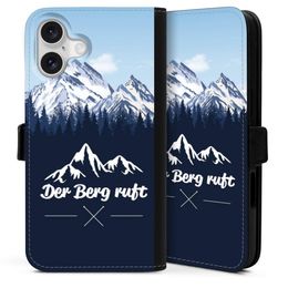 DeinDesign iPhone 16 Plus Handy Klapph&uuml;lle Handyh&uuml;lle aus Kunst Leder schwarz Flip Case Wanderlust Sky Mountain Sideflip mit Lasche