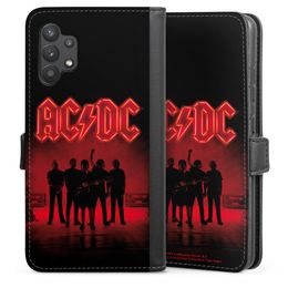 DeinDesign Galaxy A32 4G Handy Klapph&uuml;lle Handyh&uuml;lle aus Kunst Leder schwarz Flip Case Band Acdc Official Licensed Product Sideflip mit Lasche