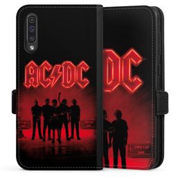 DeinDesign Galaxy A50 Handy Klapph&uuml;lle Handyh&uuml;lle aus Kunst Leder schwarz Flip Case Band Acdc Official Licensed Product Sideflip mit Lasche