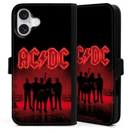DeinDesign iPhone 16 Plus Handy Klapph&uuml;lle Handyh&uuml;lle aus Kunst Leder schwarz Flip Case Band Acdc Official Licensed Product Sideflip mit Lasche