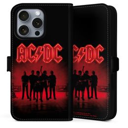 DeinDesign iPhone 16 Pro Max Handy Klapph&uuml;lle Handyh&uuml;lle aus Kunst Leder schwarz Flip Case Band Acdc Official Licensed Product Sideflip mit Lasche