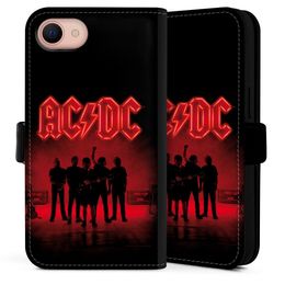 DeinDesign iPhone 16e Handy Klapph&uuml;lle Handyh&uuml;lle aus Kunst Leder schwarz Flip Case Band Acdc Official Licensed Product Sideflip mit Lasche
