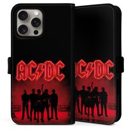 DeinDesign iPhone 16 Pro Handy Klapph&uuml;lle Handyh&uuml;lle aus Kunst Leder schwarz Flip Case Band Acdc Official Licensed Product Sideflip mit Lasche