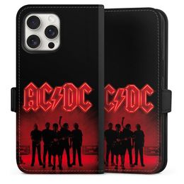 DeinDesign iPhone 15 Pro Max Handy Klapph&uuml;lle Handyh&uuml;lle aus Kunst Leder schwarz Flip Case Band Acdc Official Licensed Product Sideflip mit Lasche