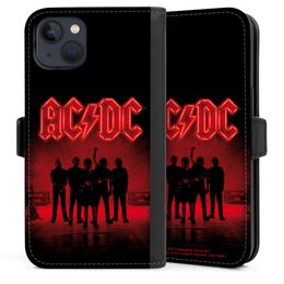 DeinDesign iPhone 13 Handy Klapph&uuml;lle Handyh&uuml;lle aus Kunst Leder schwarz Flip Case Band Acdc Official Licensed Product Sideflip mit Lasche
