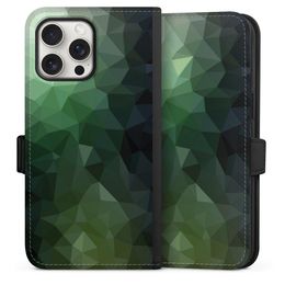 DeinDesign iPhone 15 Pro Max Handy Klapph&uuml;lle Handyh&uuml;lle aus Kunst Leder schwarz Flip Case Tarnmuster Geometric Mosaic Sideflip mit Lasche