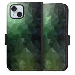 DeinDesign iPhone 15 Handy Klapph&uuml;lle Handyh&uuml;lle aus Kunst Leder schwarz Flip Case Tarnmuster Geometric Mosaic Sideflip mit Lasche