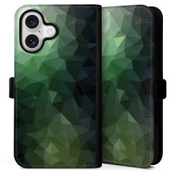 DeinDesign iPhone 16 Handy Klapph&uuml;lle Handyh&uuml;lle aus Kunst Leder schwarz Flip Case Tarnmuster Geometric Mosaic Sideflip mit Lasche